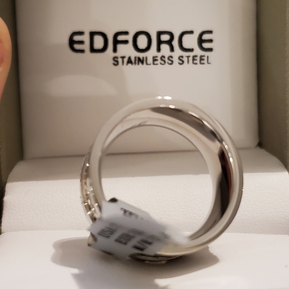 Edforce | Jewelry | Edforce Stainless Steel Ring Crystal Diamond Sz 7 ...